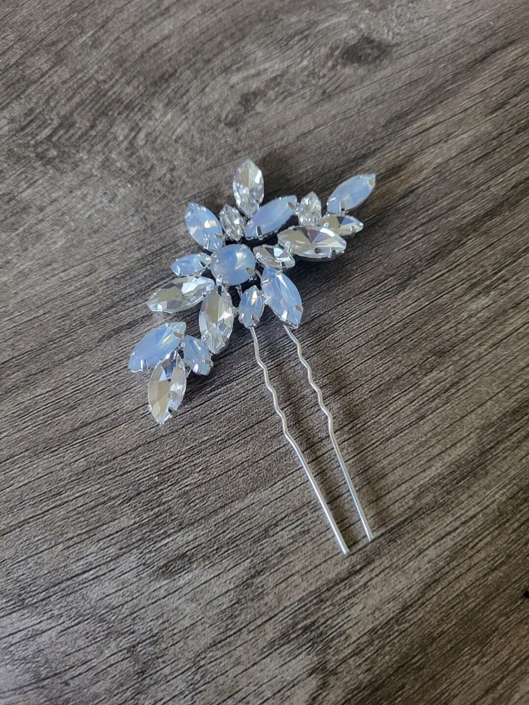 Silver and Blue Crystal Hair Pin Something Blue Bridal Pin - Etsy