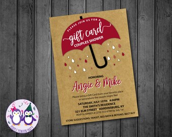Couples Shower Invitation Gift Card Invitation Printable - Etsy