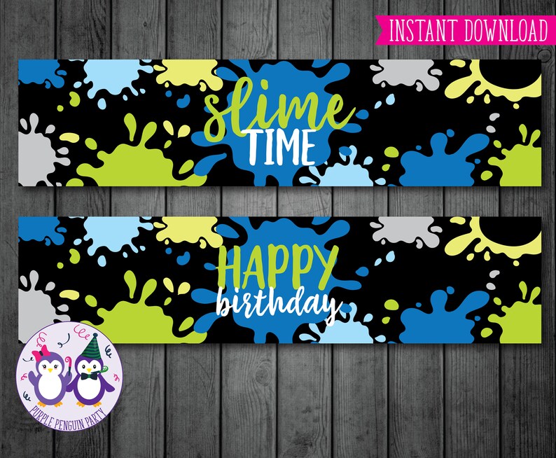 Slime Birthday Party Bottle Labels Instant Download Slime - Etsy