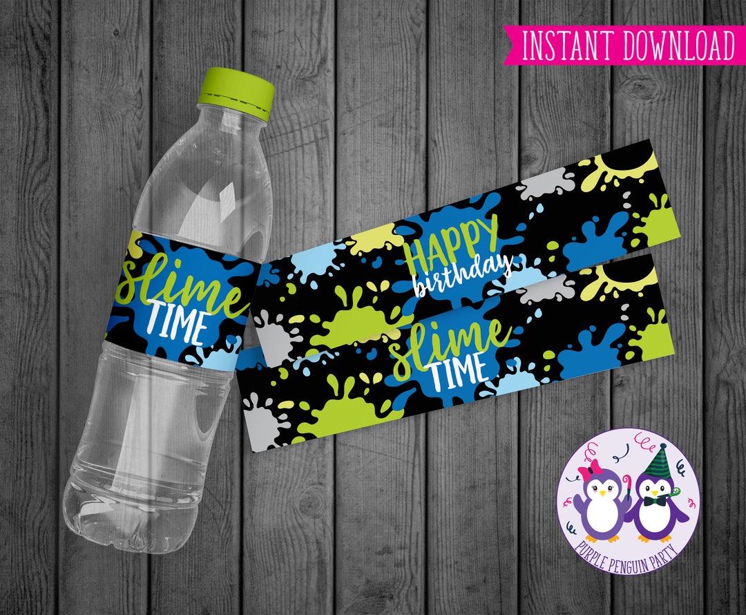 Slime Birthday Party Bottle Labels Instant Download Slime - Etsy