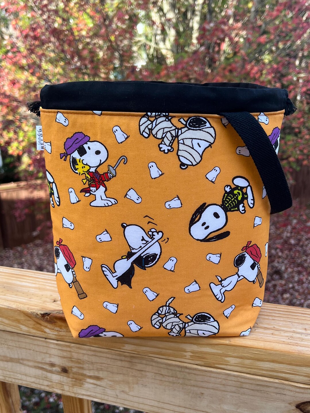 Halloween Snoopy Drawstring Project Bag: Knitting, Crochet Craft Bag - Etsy
