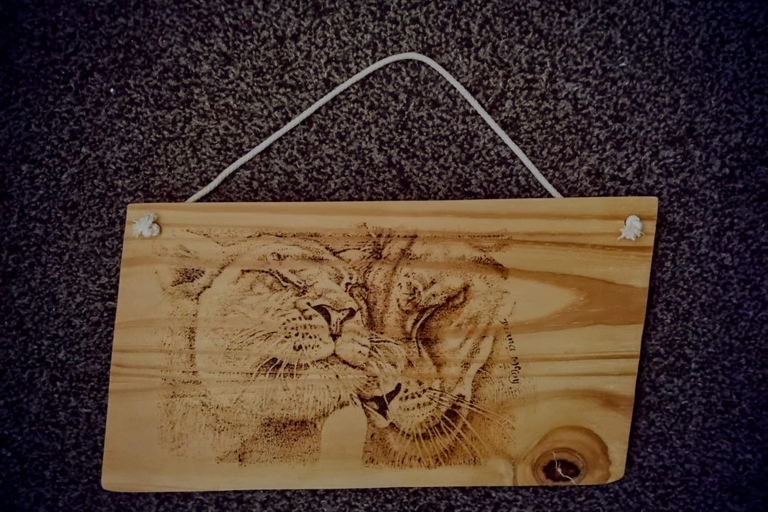 Lions Pyrography Art Snuggle Wood Burning Picture on Wood - Etsy