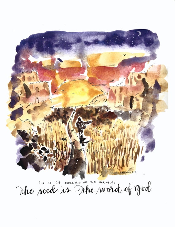 The Parable of the Sower Original Handlettered Watercolor | Etsy