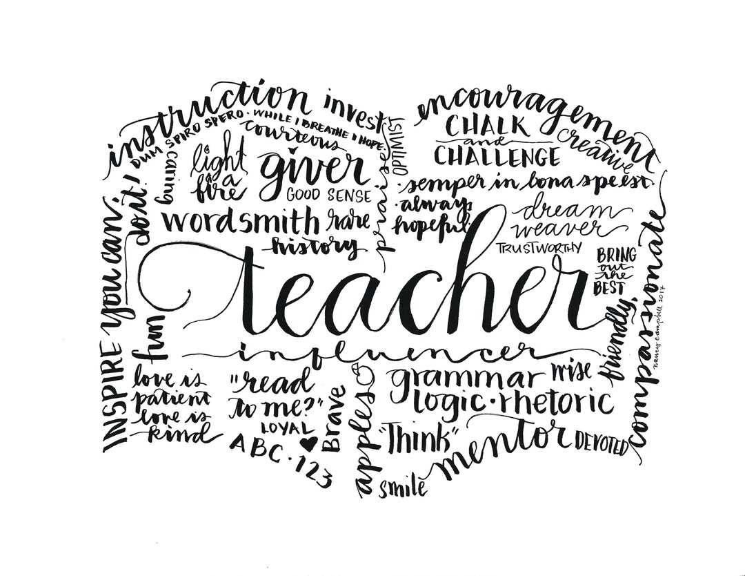 Hand-lettered Teacher Art Print Wall Art 8.5" X 11" Teacher Gift Modern ...