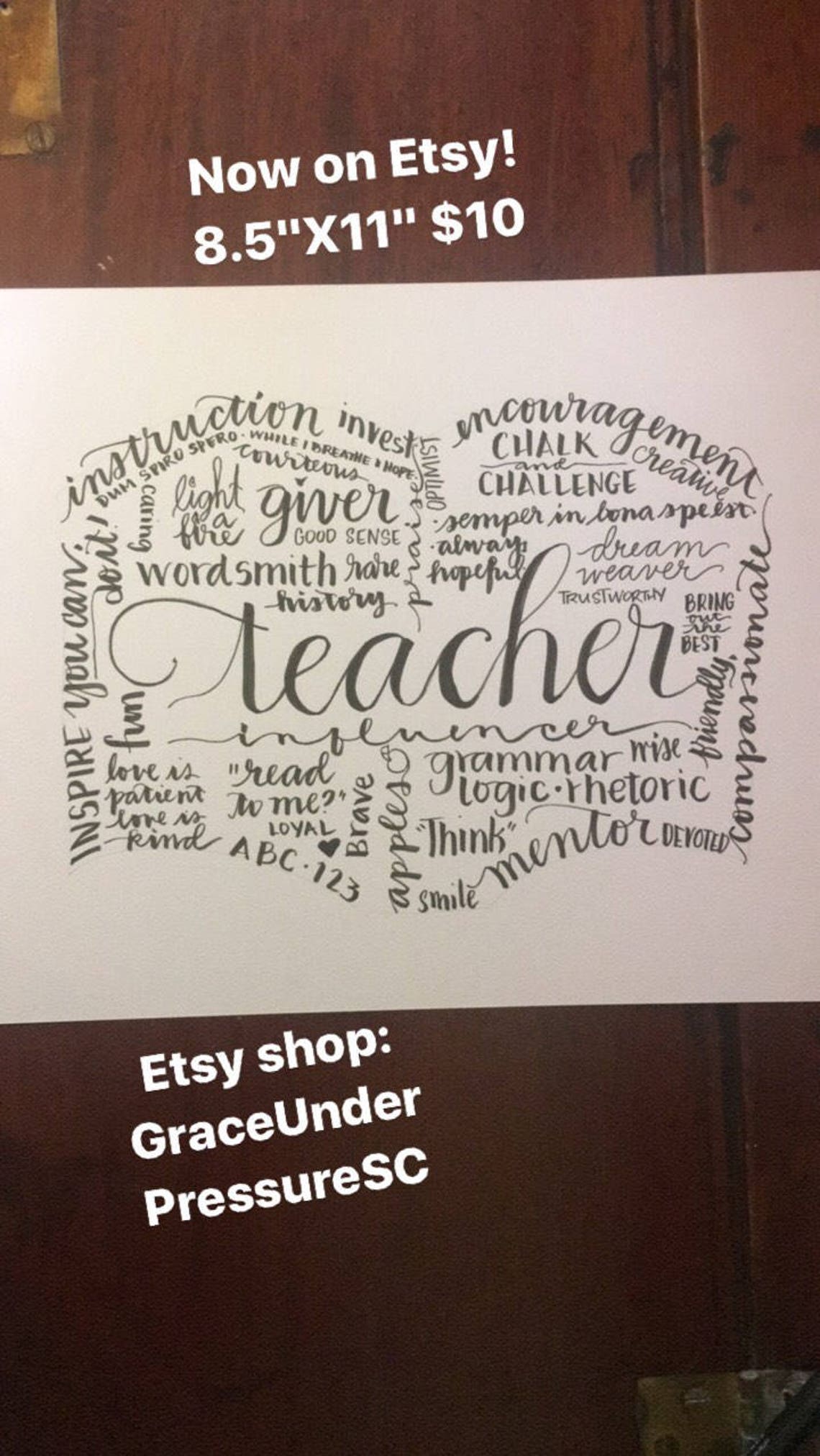 Hand-lettered teacher art print wall art 8.5 x 11 | Etsy