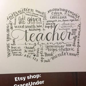 Hand-lettered Teacher Art Print Wall Art 8.5" X 11" Teacher Gift Modern ...