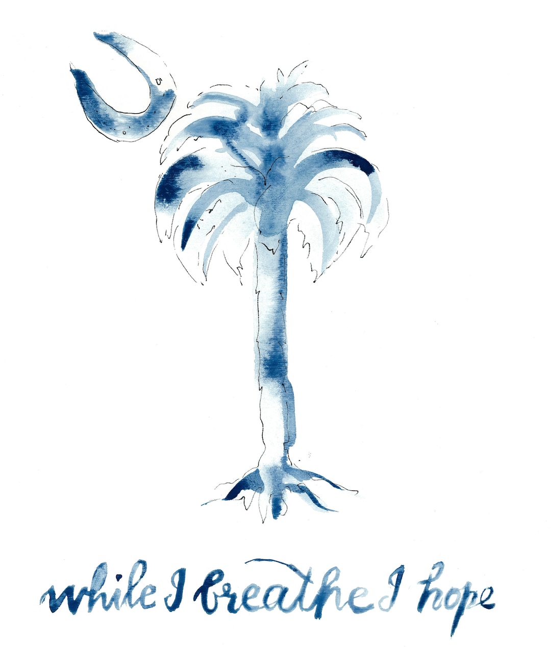 South Carolina Palmetto Flag Print: Indigo Watercolor, State Motto - Etsy