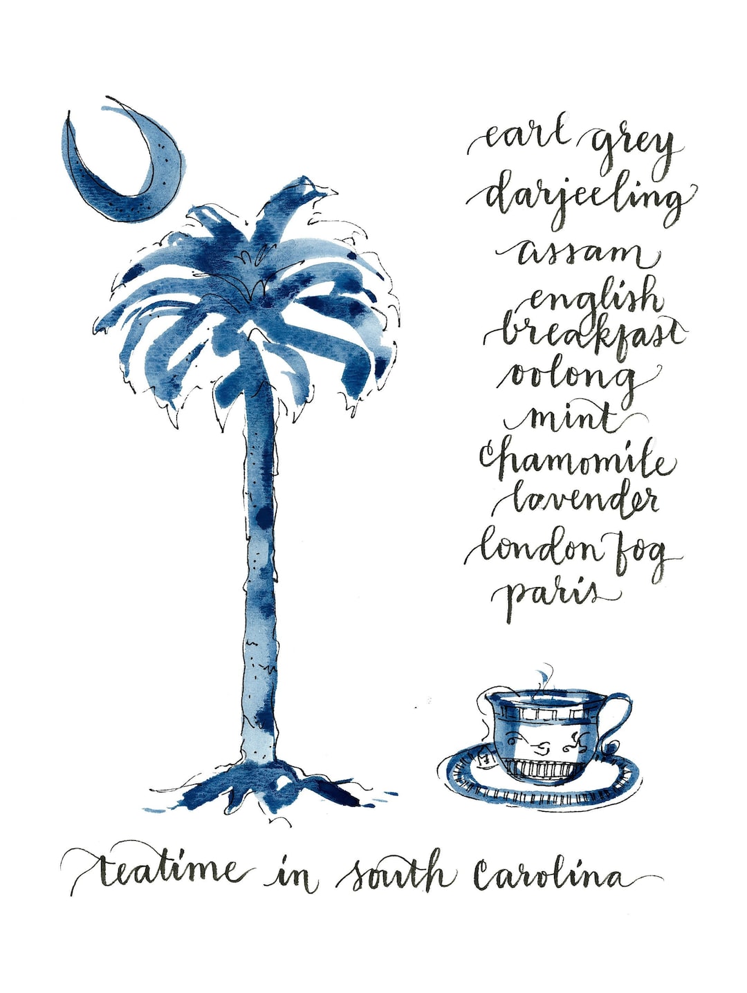 Teatime in SC South Carolina Palmetto Moon Gorget Earl Grey Tea Teacup ...