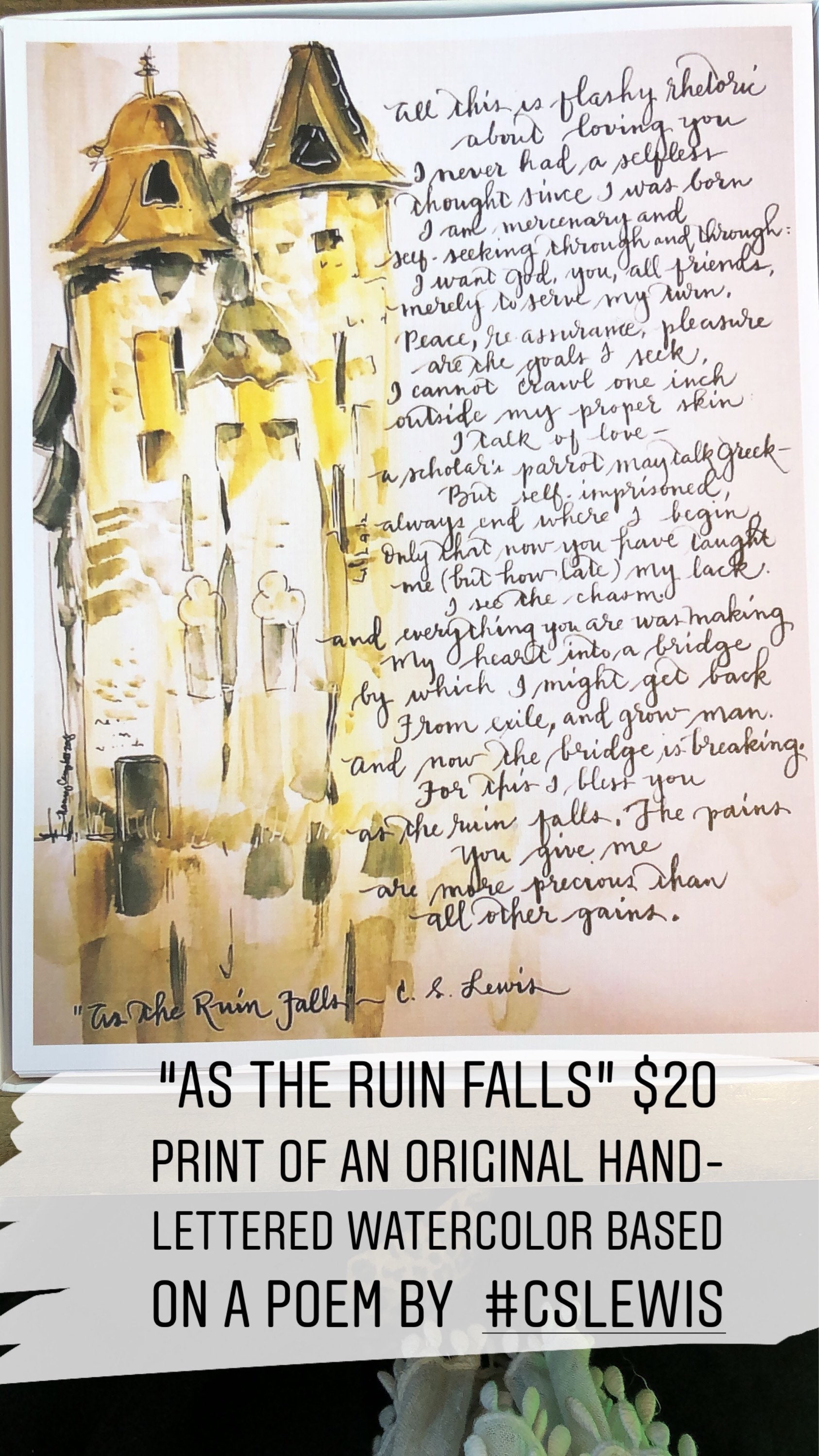 As the Ruin Falls C S Lewis Poem Print of Handlettered - Etsy