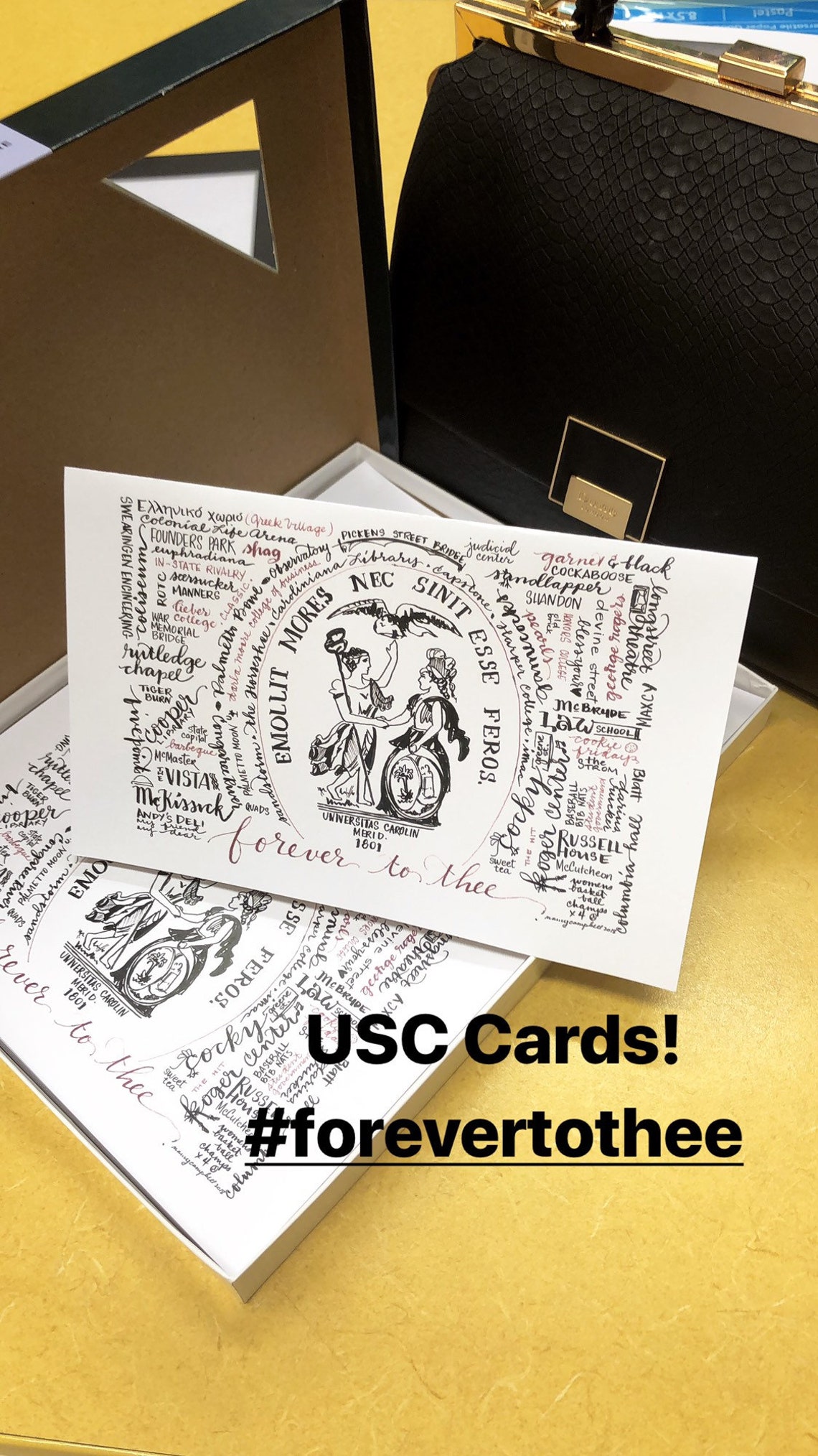 University of South Carolina Handlettered Printed Cards With - Etsy
