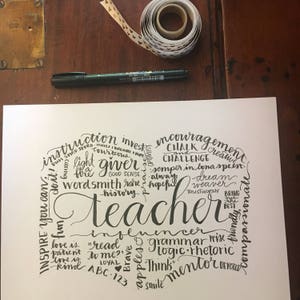 Hand-lettered Teacher Art Print Wall Art 8.5" X 11" Teacher Gift Modern ...