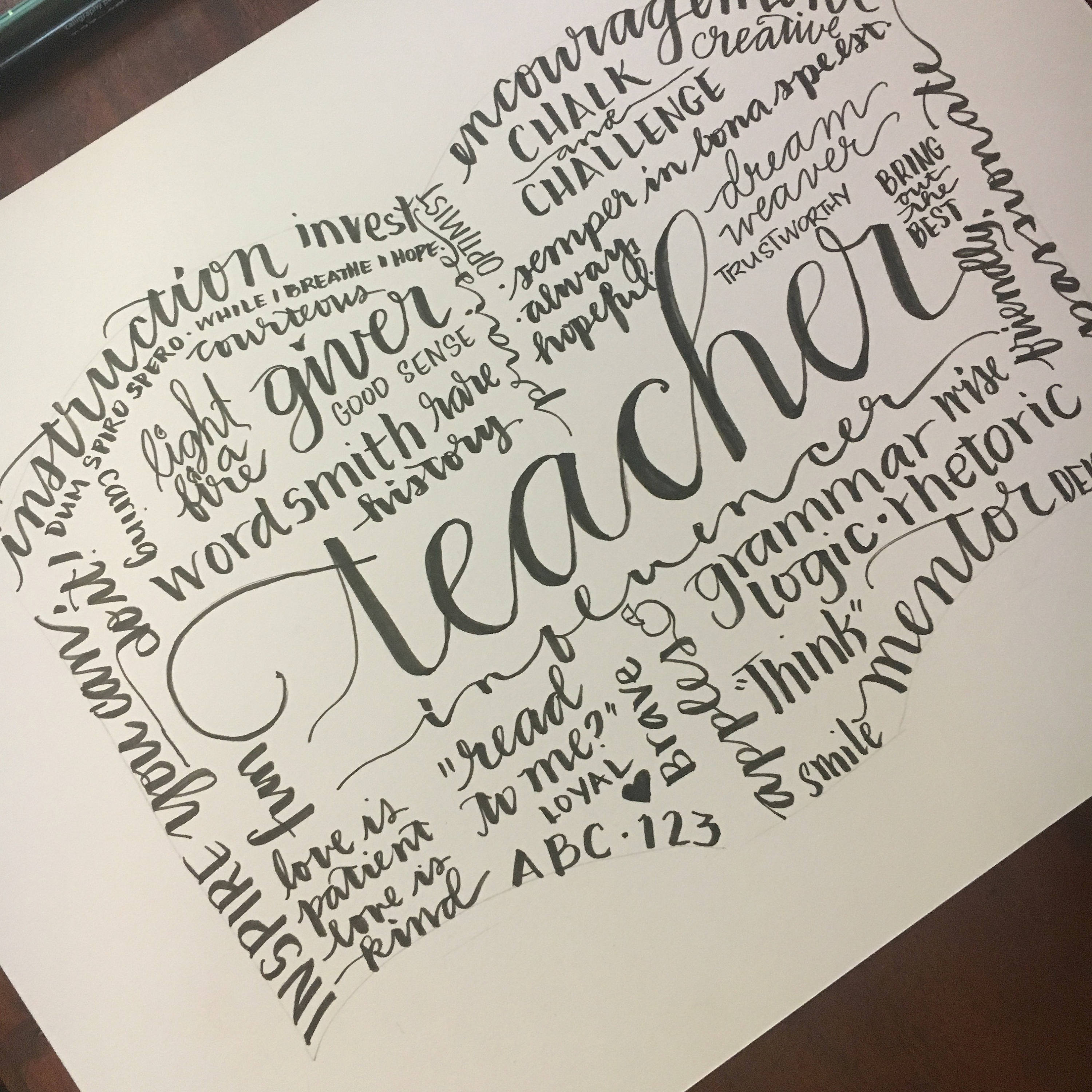 Hand-lettered teacher art print wall art 8.5 x 11 | Etsy