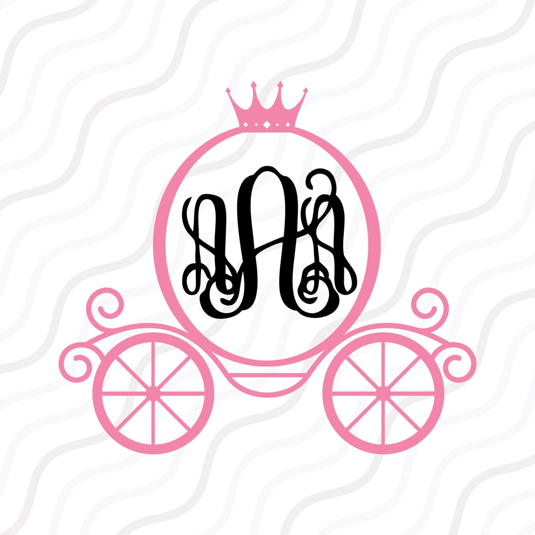 Princess Carriage Monogram SVG, Princess Monogram SVG Cut Table Design ...