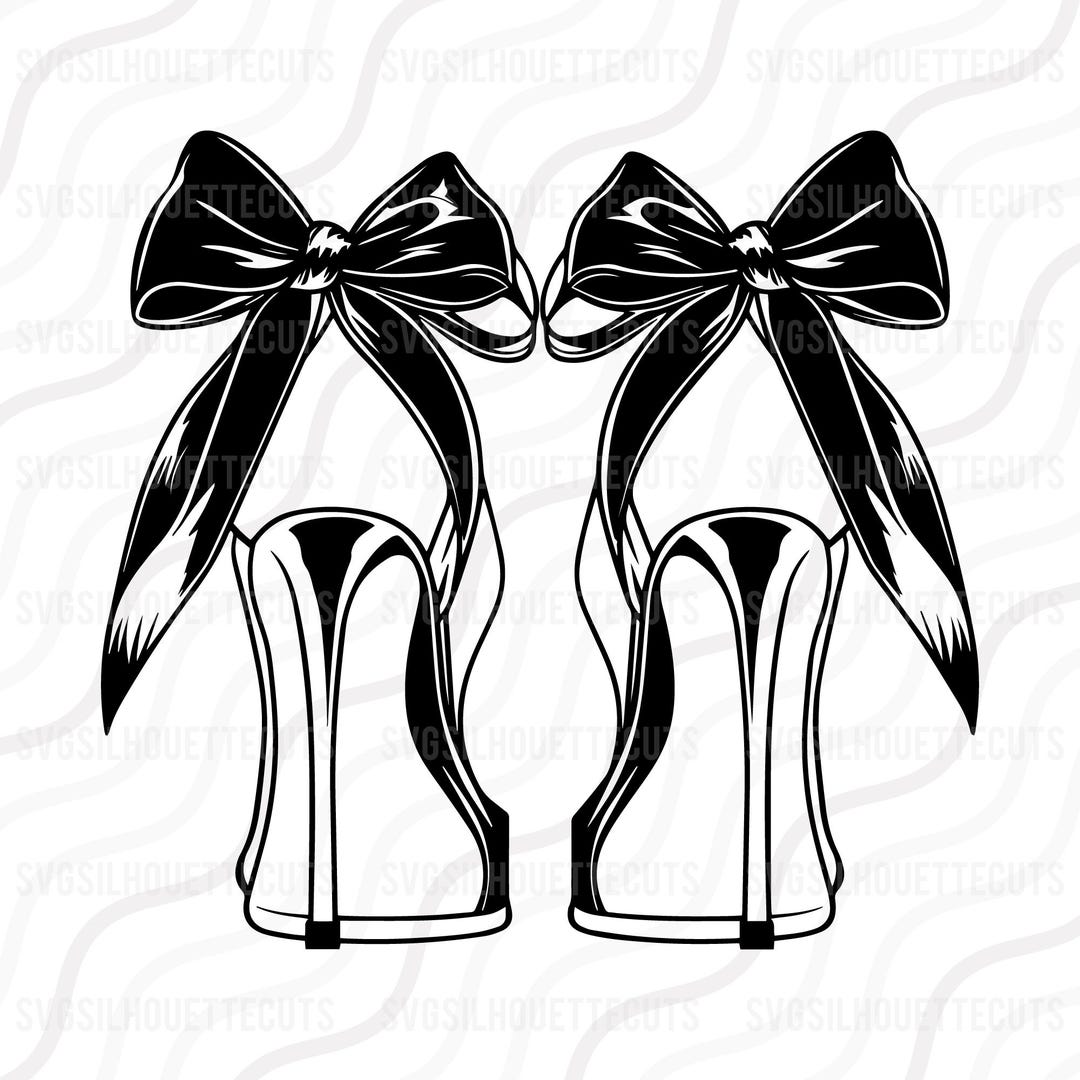 High Heels With Bows Svg,high Heels Svg,coquette Heels SVG Cut Table ...