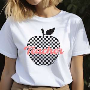 Teacher Apple Checkered SVG, Apple Svg, Teacher SVG Cut Table Design ...
