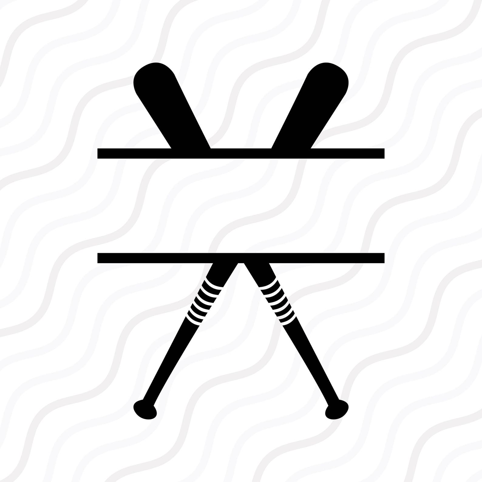 Split Baseball Bats SVG Baseball Svgbaseball Monogram SVG - Etsy