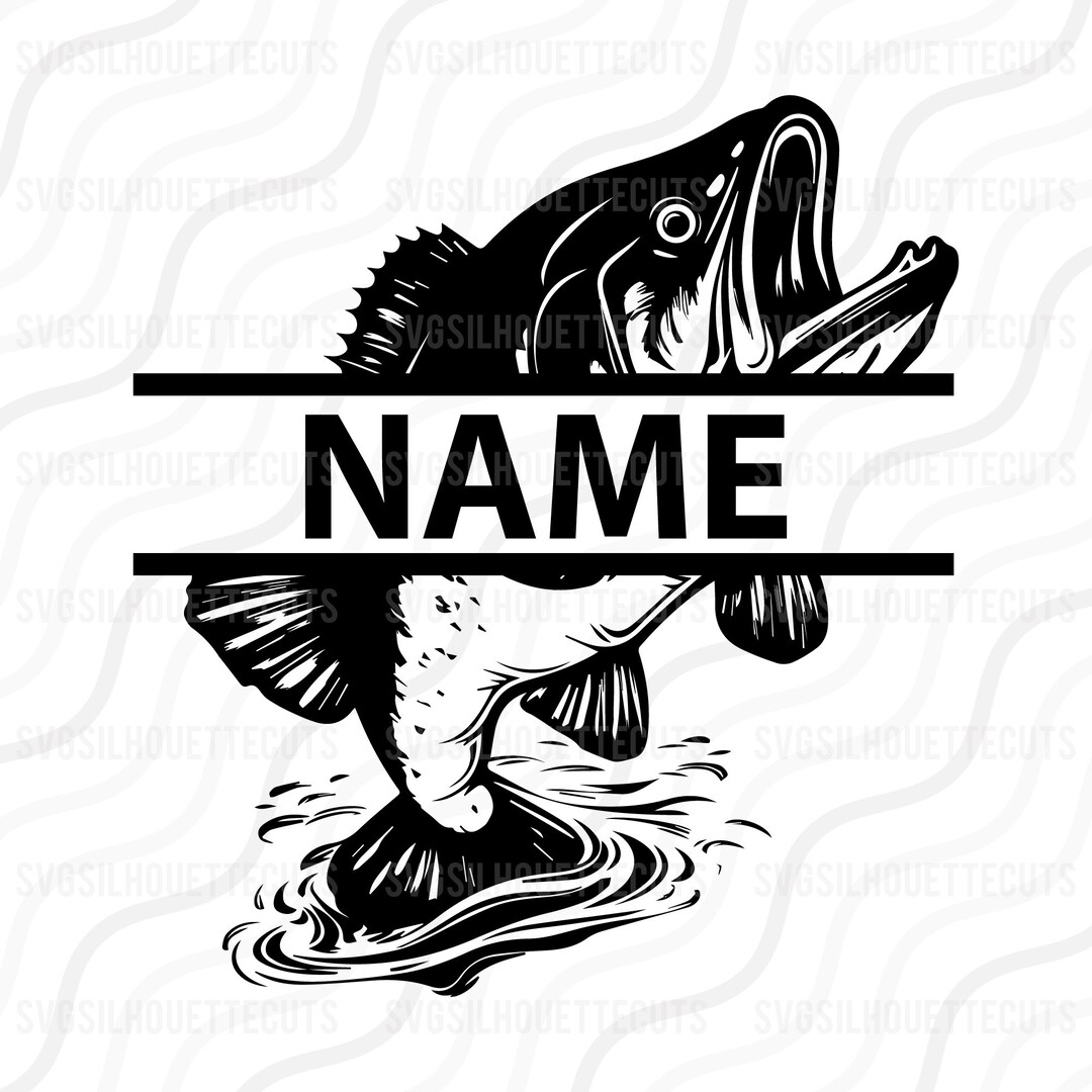 Bass Fish Monogram SVG, Fishing SVG, Bass Fishing SVG Cut Table Design ...
