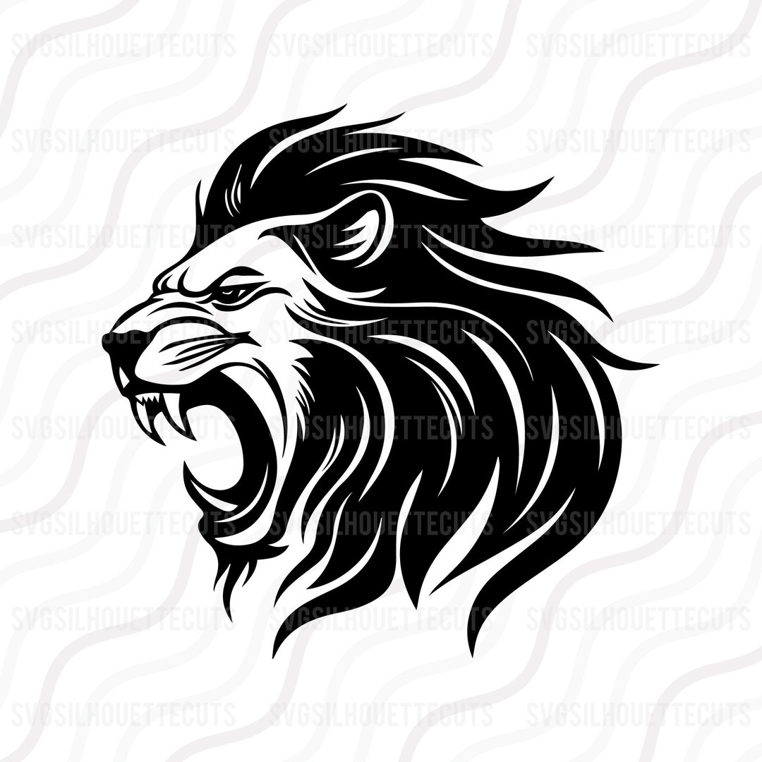 Lion Roaring SVG, Lion Head Svg, Lion Silhouette SVG Cut Table Design ...