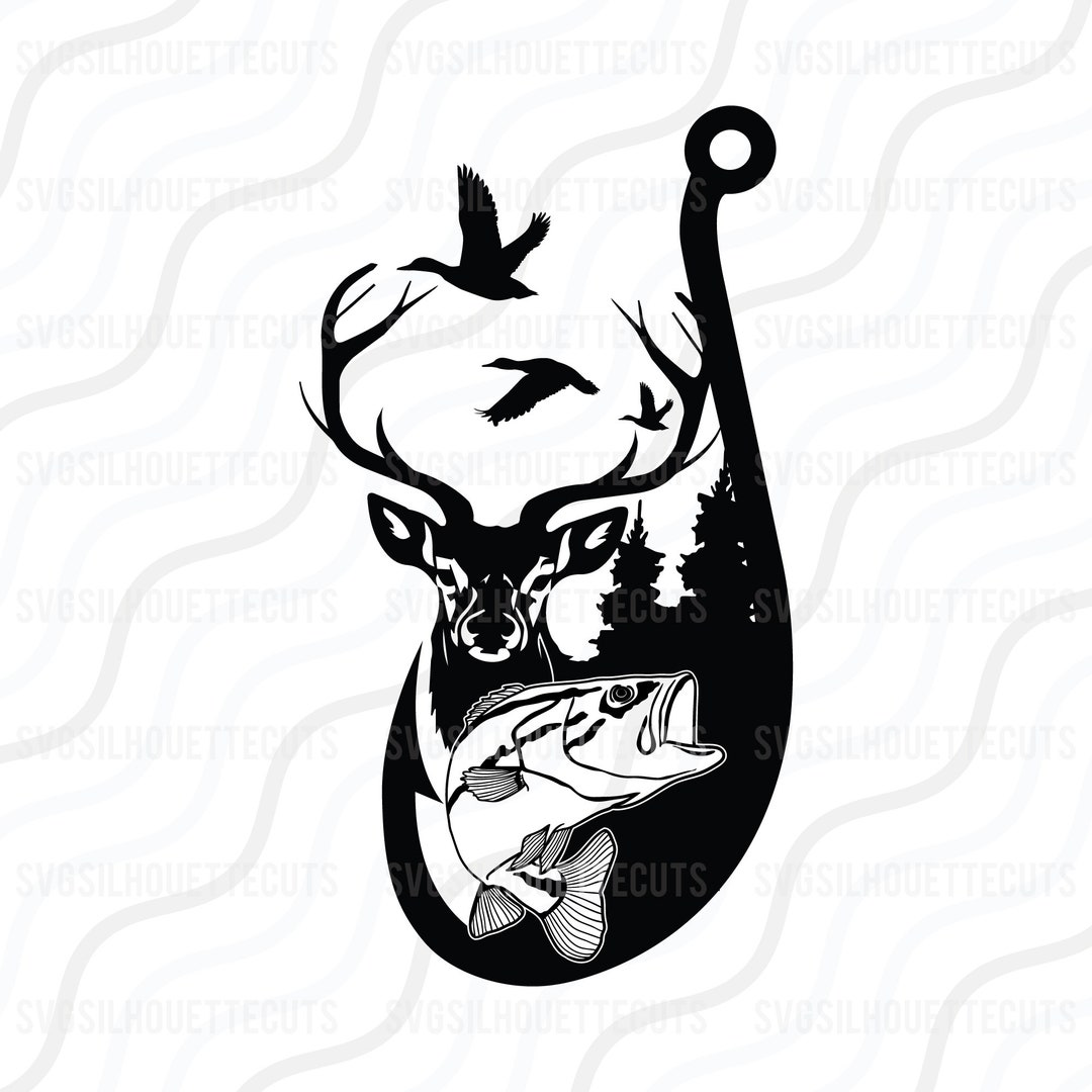 Hunting Fish Hook SVG, Hunting Deer Svg, Hunting SVG Cut Table Design ...