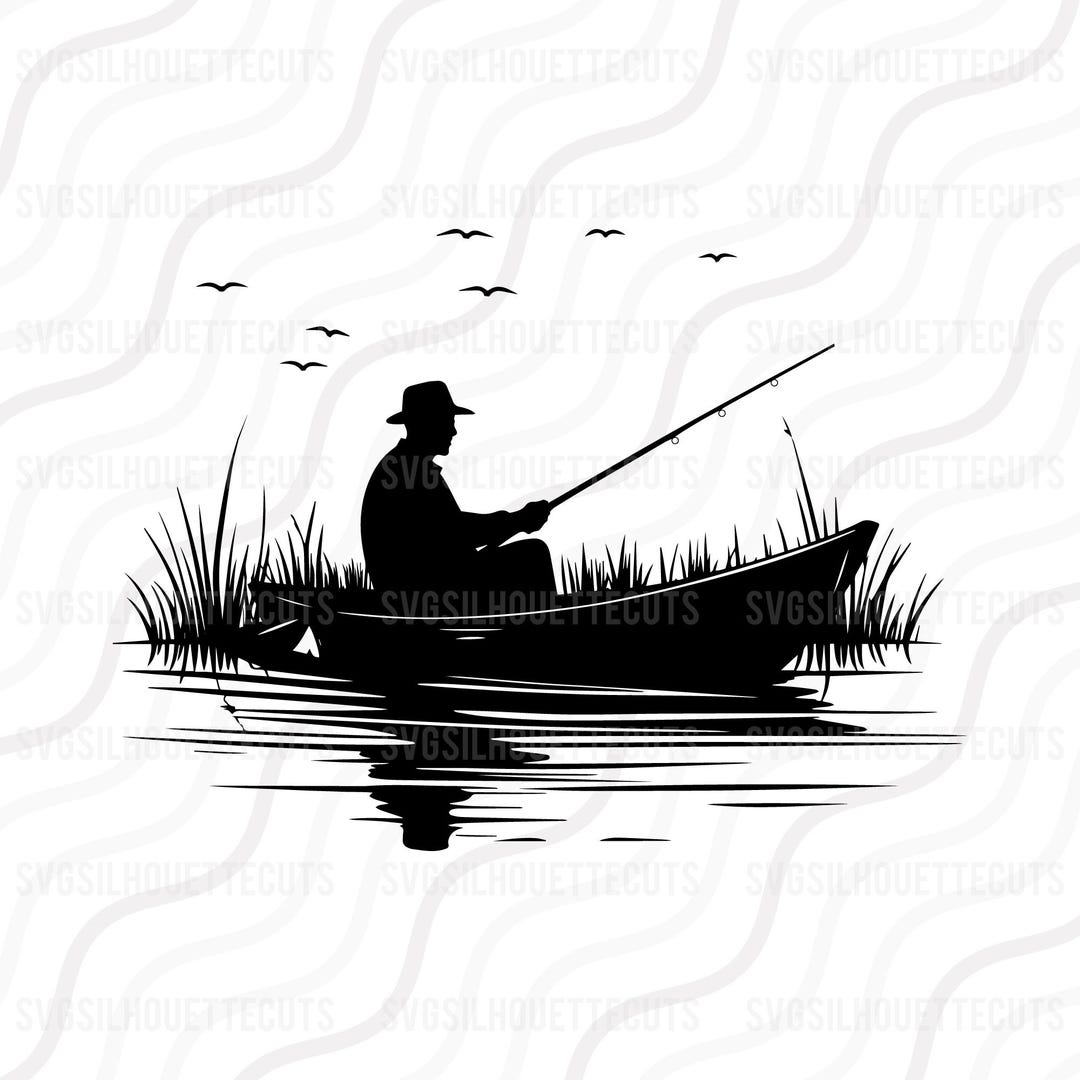 Fisherman in Boat SVG, Fishing Svg, Man Fishing SVG Cut Table Design ...