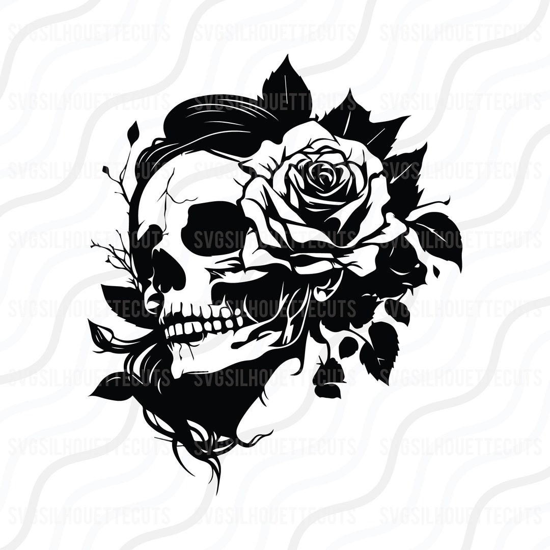 Floral Woman Skull SVG, Skull SVG, Skeleton Girl SVG Cut Table Design ...