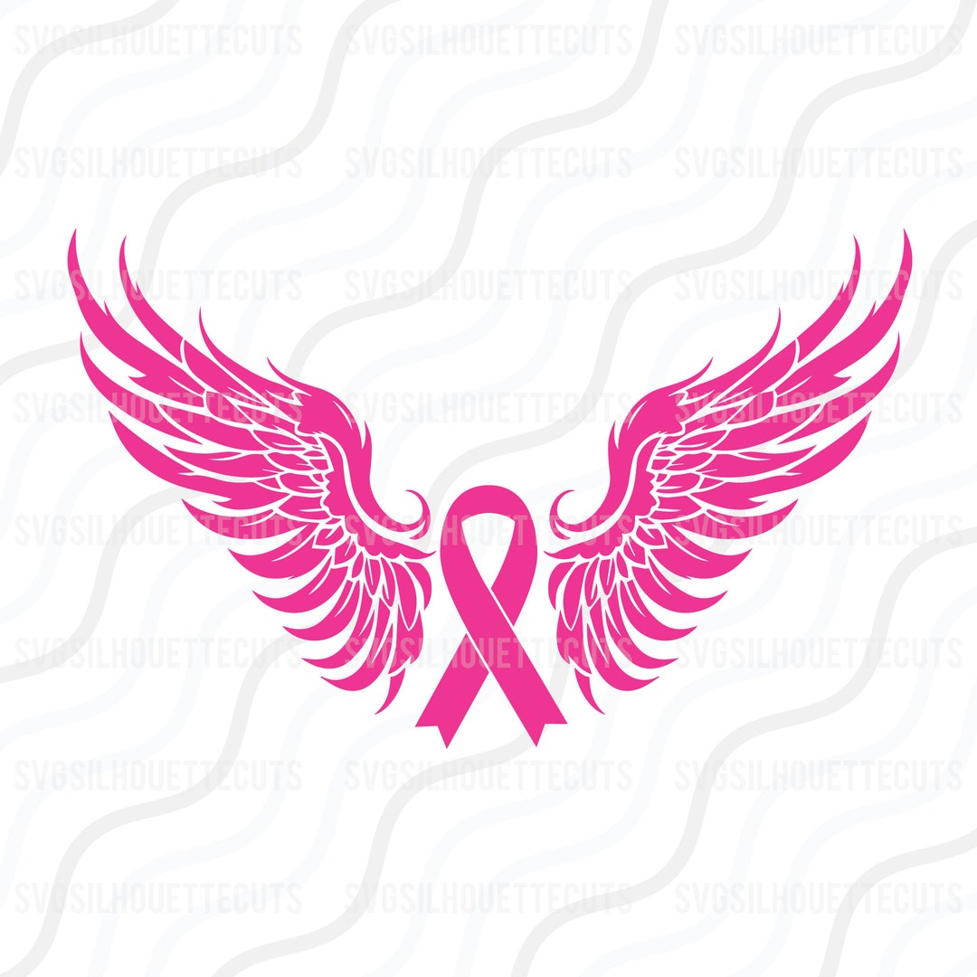 Cancer Awareness Ribbon With Angel Wings SVG DXF PNG (digital Download ...