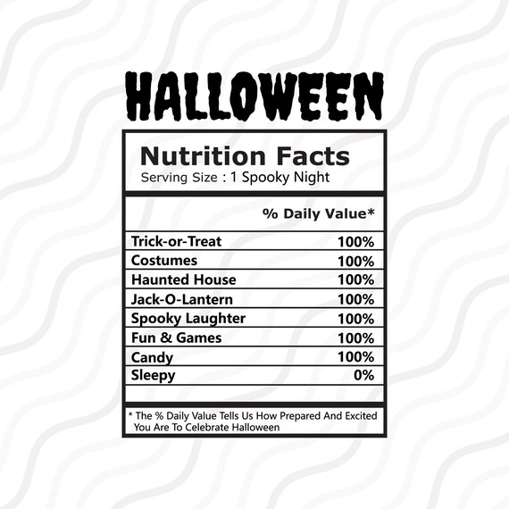 Halloween Nutrition Facts SVG Funny Halloween SVG Cut Table - Etsy