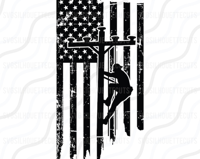 Lineman Flag Svg, Electrical Line Worker Design Cricut, Lineman ...