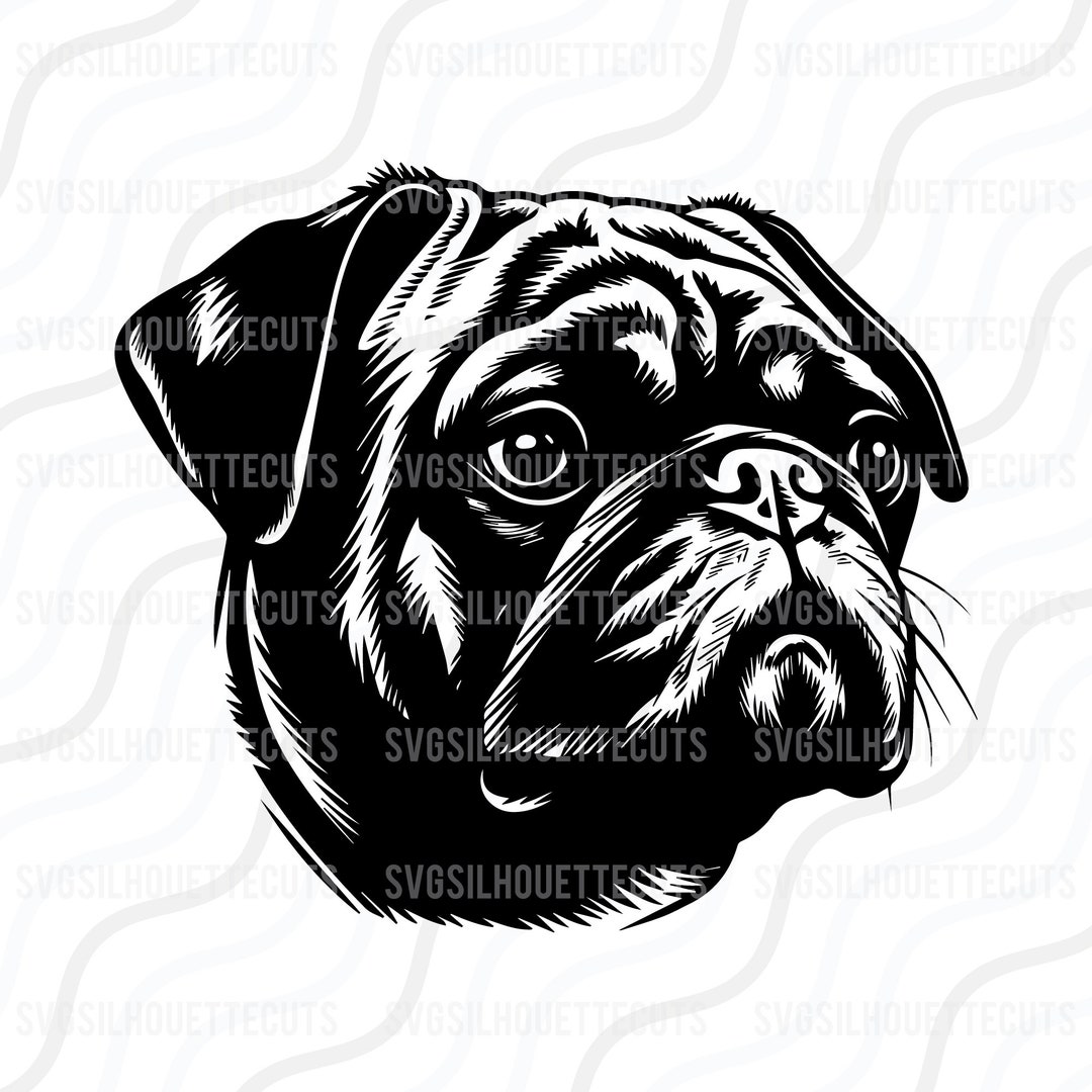 Pug Dog SVG, Dog Svg, Pug Silhouette SVG Cut Table Design, Svg, Dxf ...