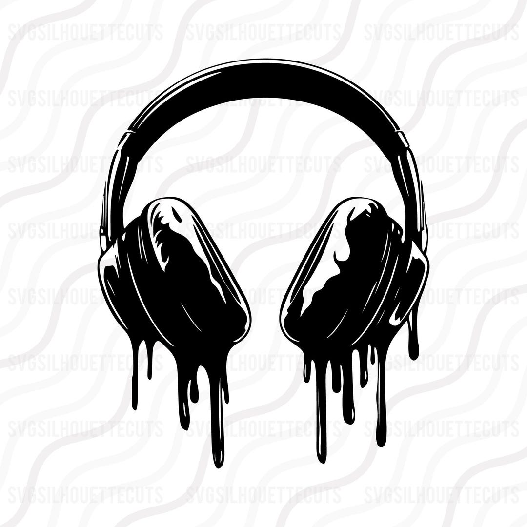 Melting Headphone Dripping SVG, Music SVG, Headphone SVG Cut Table ...