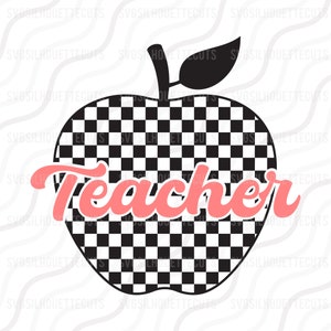 Teacher Apple Checkered SVG, Apple Svg, Teacher SVG Cut Table Design ...