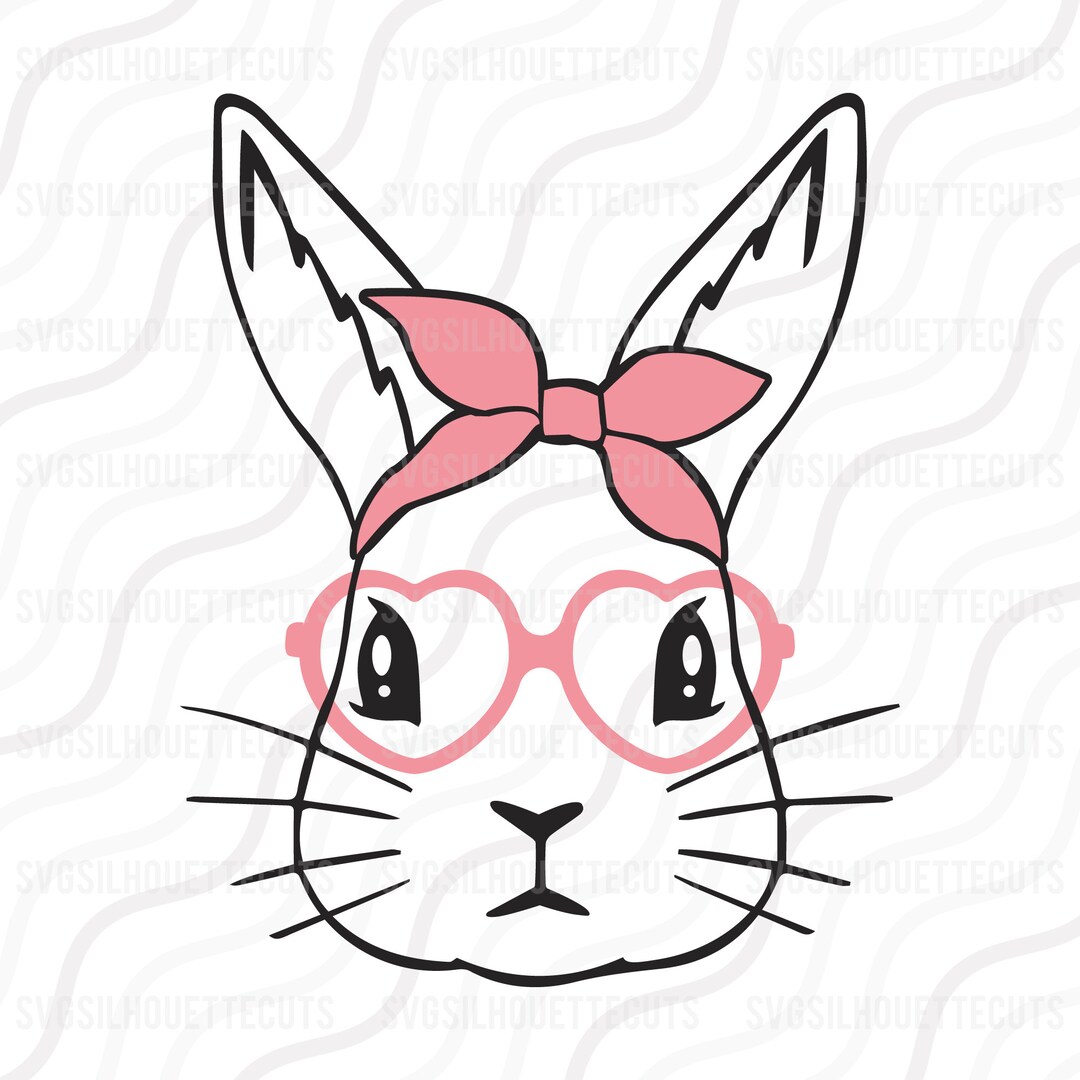 Cute Bunny Bandana Glasses SVG, Rabbit Bandana Glasses SVG Cut Table ...