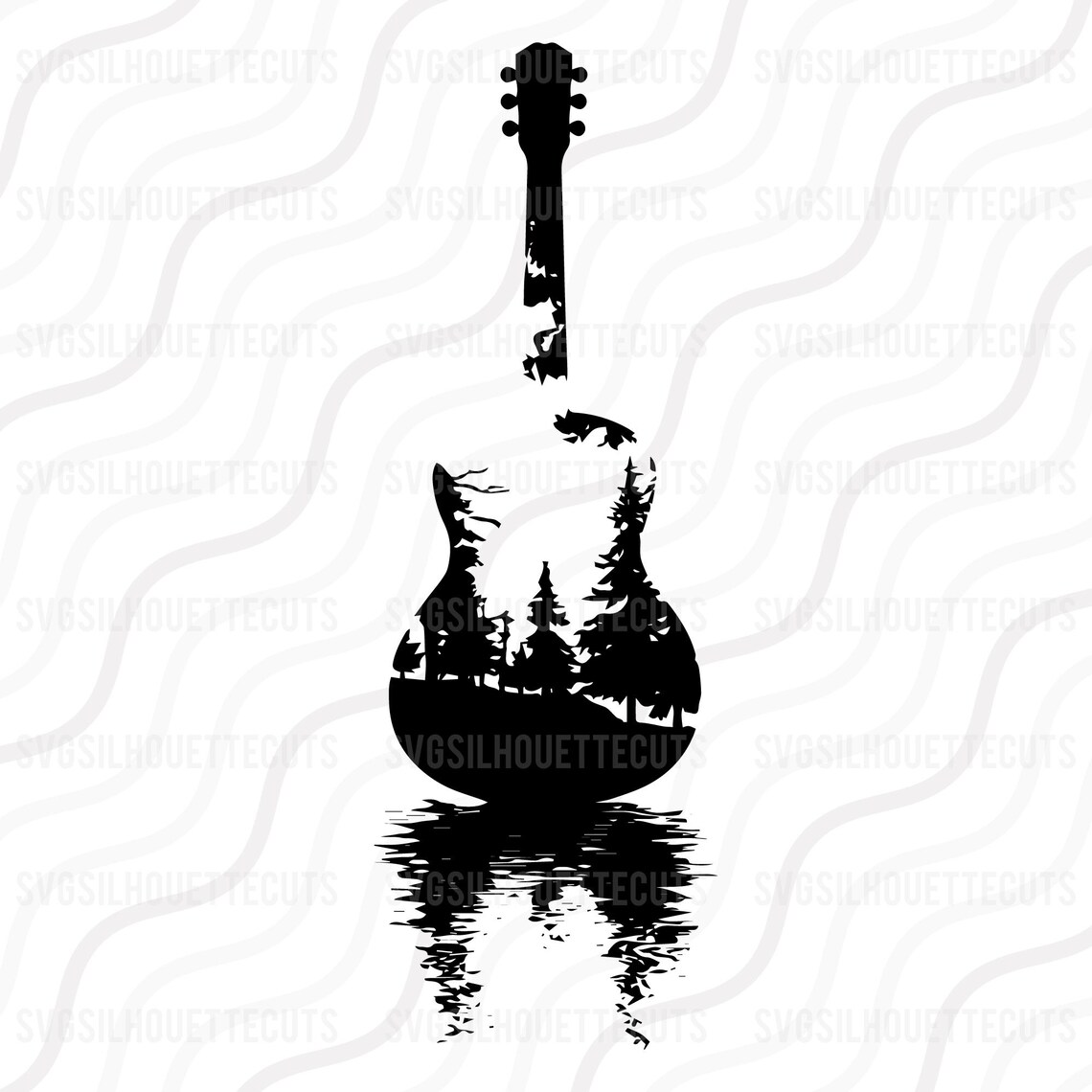 Guitar Forest SVG, Guitar Reflection Svg,guitar Nature SVG Cut Table ...