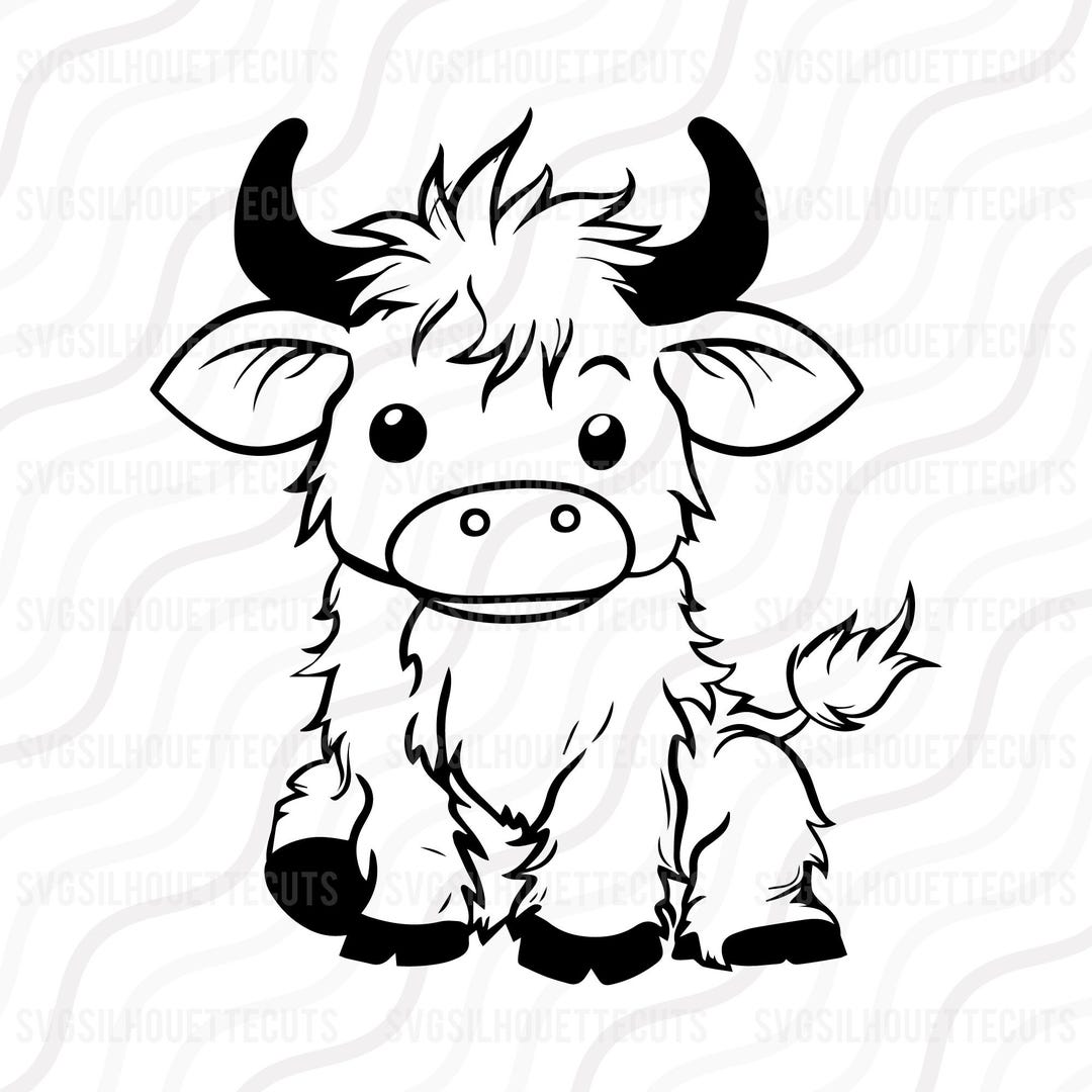 Cute Highland Cow SVG, Baby Highland Cow Svg, Baby Cow SVG Cut Table ...
