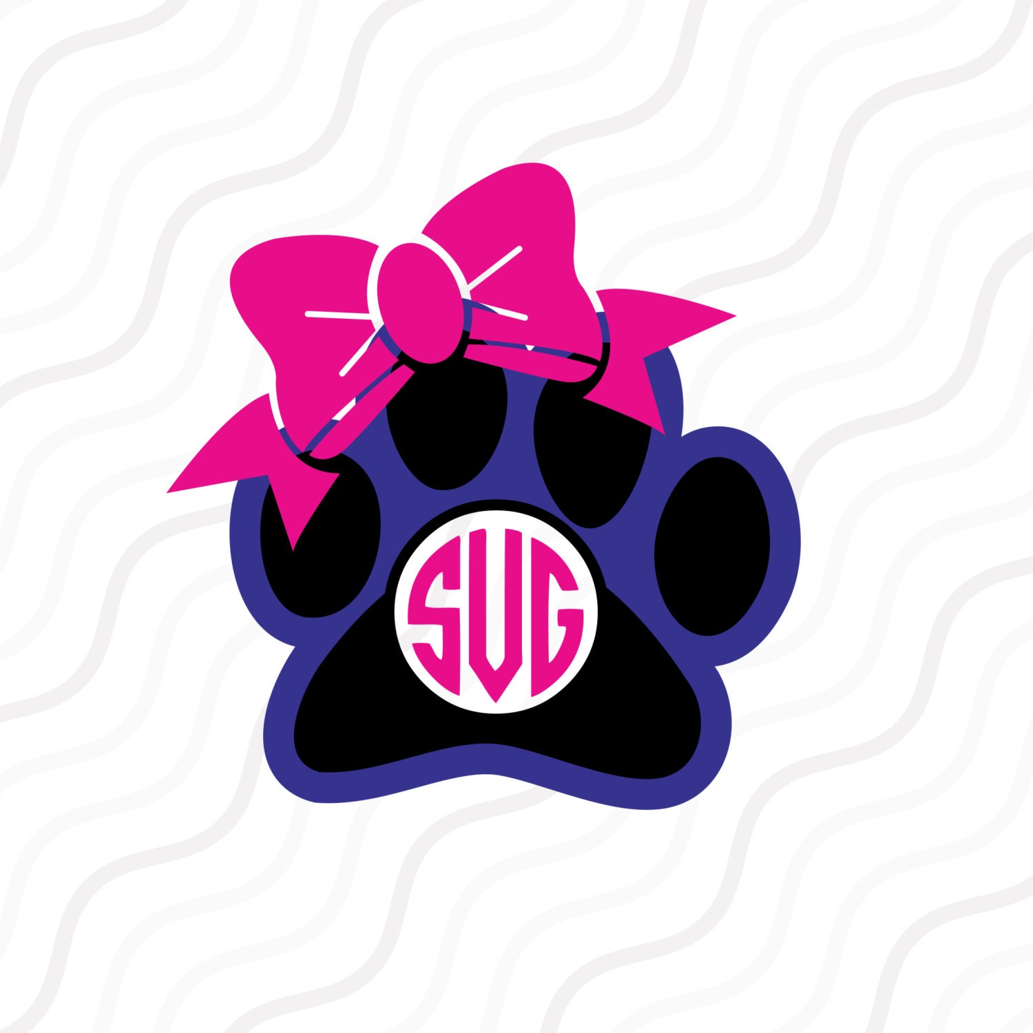 Paw Monogram SVG Paw Print SVG Bow SVG Cut Table - Etsy Singapore
