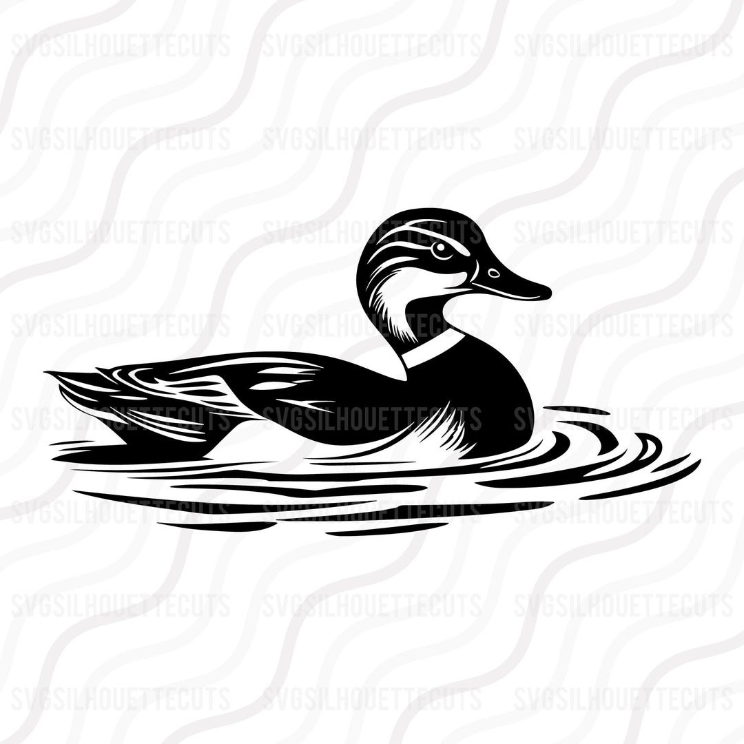 Wood Duck SVG, Duck SVG, Wood Duck Floating on Water SVG Cut Table ...