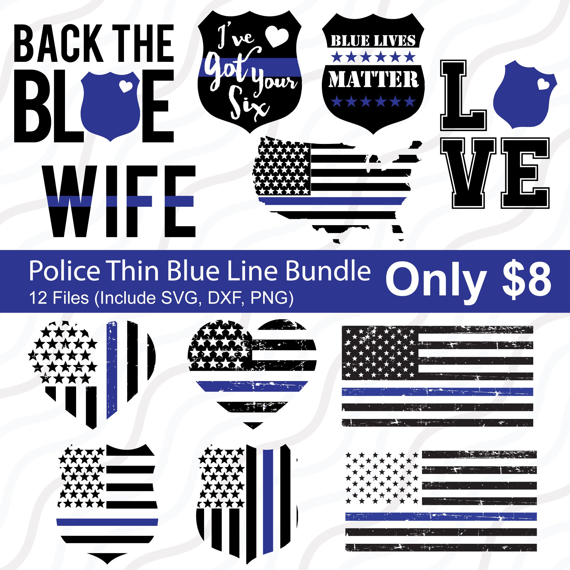 Police Thin Blue Line Bundle Svgpolice Svgpolice Flag SVG | Etsy