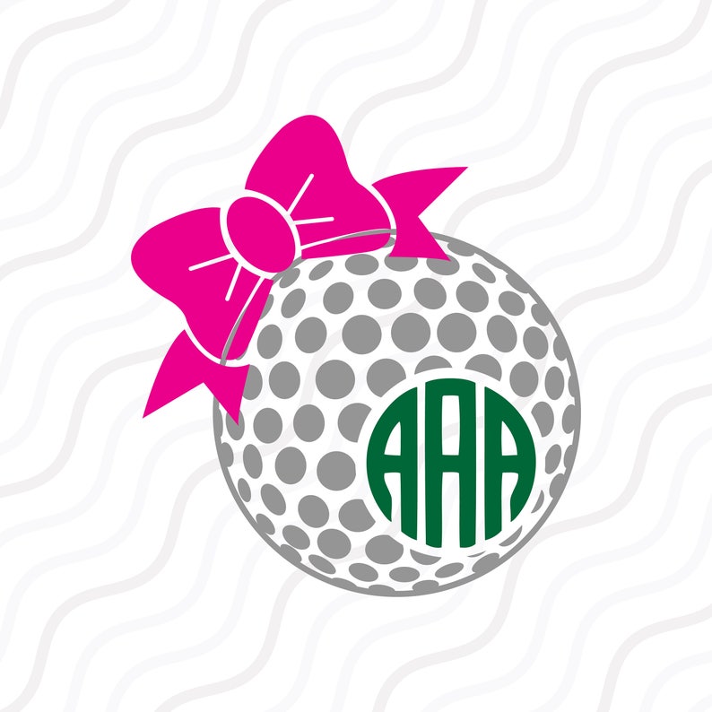 Golf Ball Bow Monogram SVG Cut File: Cricut & Silhouette (digital ...