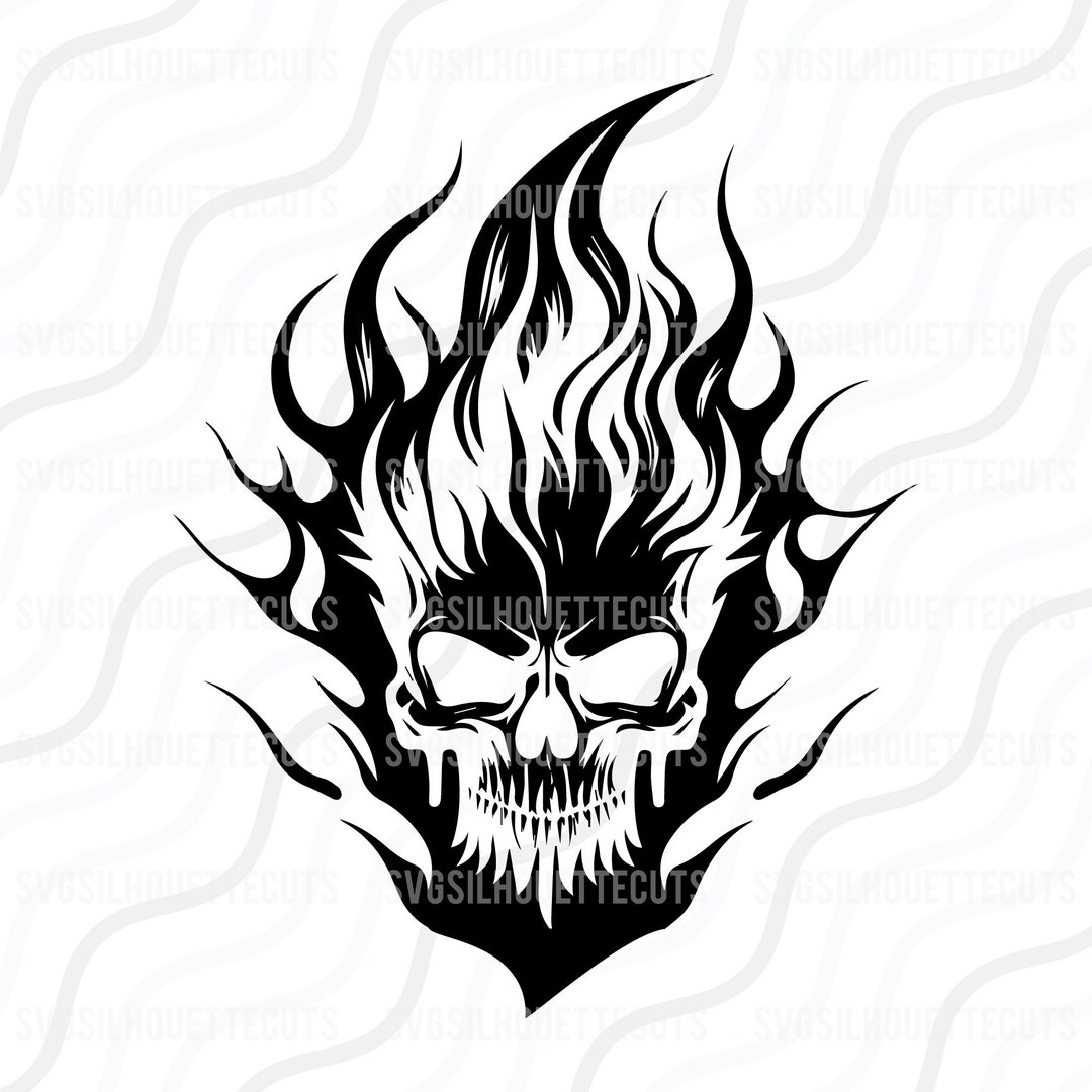 Flaming Skull SVG, Skull Png, Skull on Fire SVG Cut Table Design,svg ...