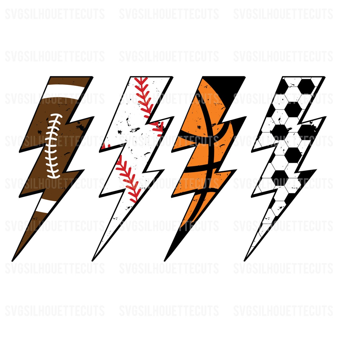 Sport Ball Lightning Bolt Bundle PNG, Softball Lightning Bolt PNG ...