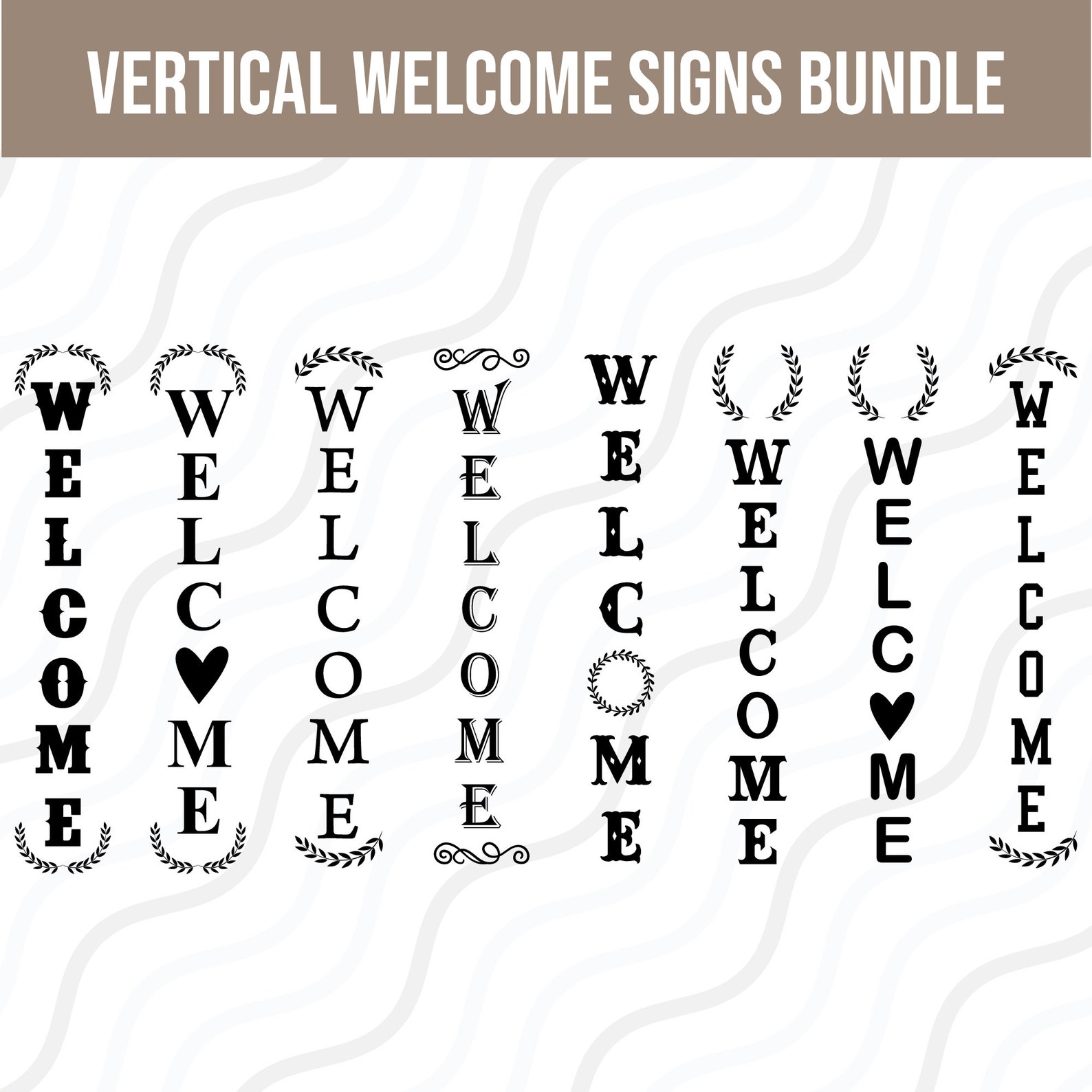 Vertical Welcome Signs Bundle SVG, Welcome SVG Cut Table Design,svg,dxf ...