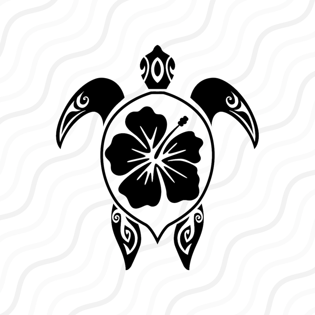 Tribal Sea Turtle SVG, Hibiscus SVG, Sea Turtle SVG Cut Table Design ...