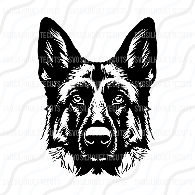 German Shepherd Doggerman Shepherd Head Silhouette SVG Cut - Etsy