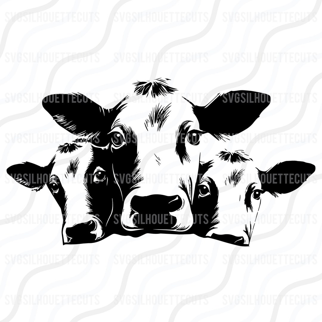 Peeking Cows SVG, Cow Head SVG, Cow Farm Svg, Cow Face SVG Cut Table ...