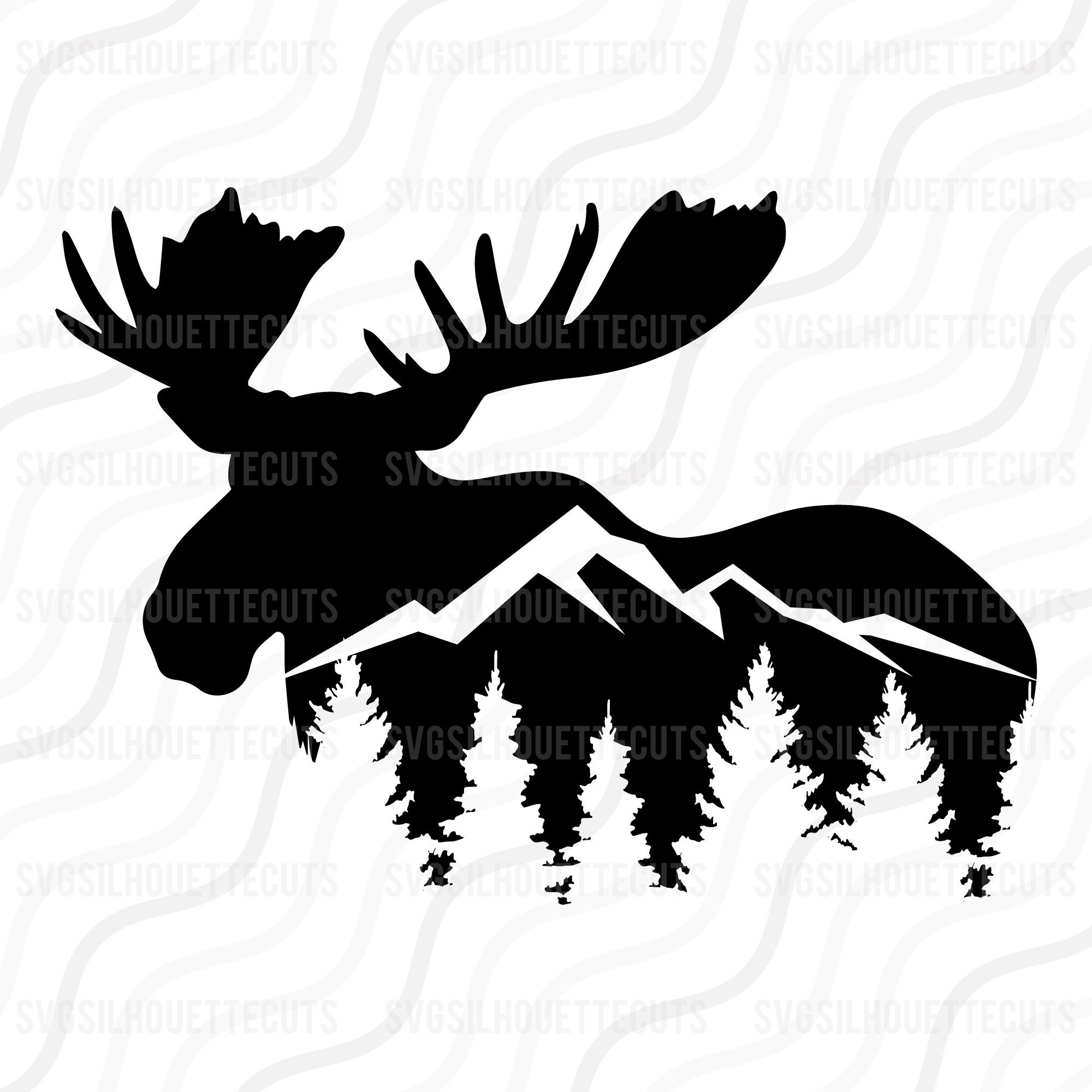 Elch Wald SVG, Elch SVG, Elch im Wald SVG Schnitt Tabelle Design,svg ...