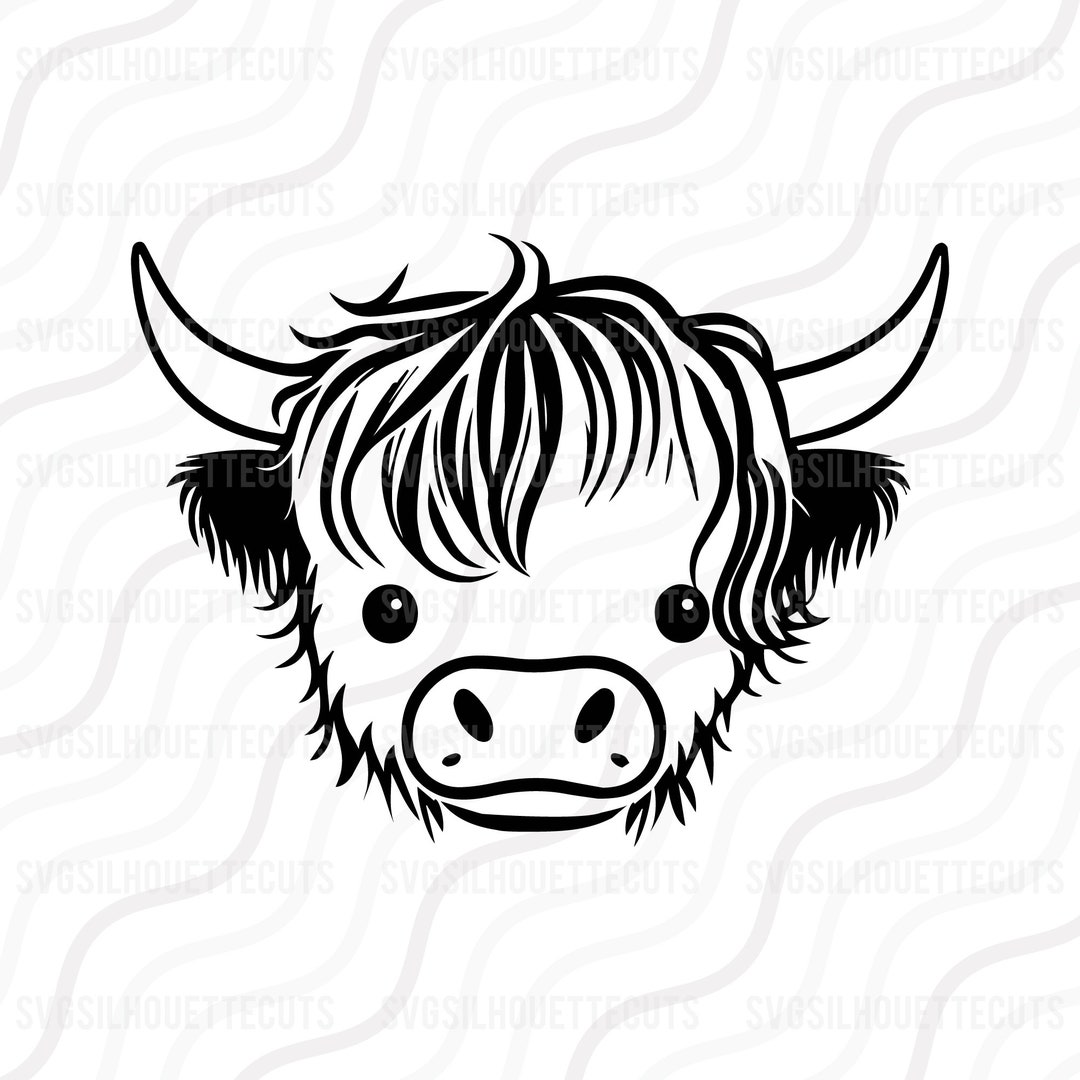 Cute Highland Cow SVG, Baby Highland Cow Svg, Cow Head SVG Cut Table ...