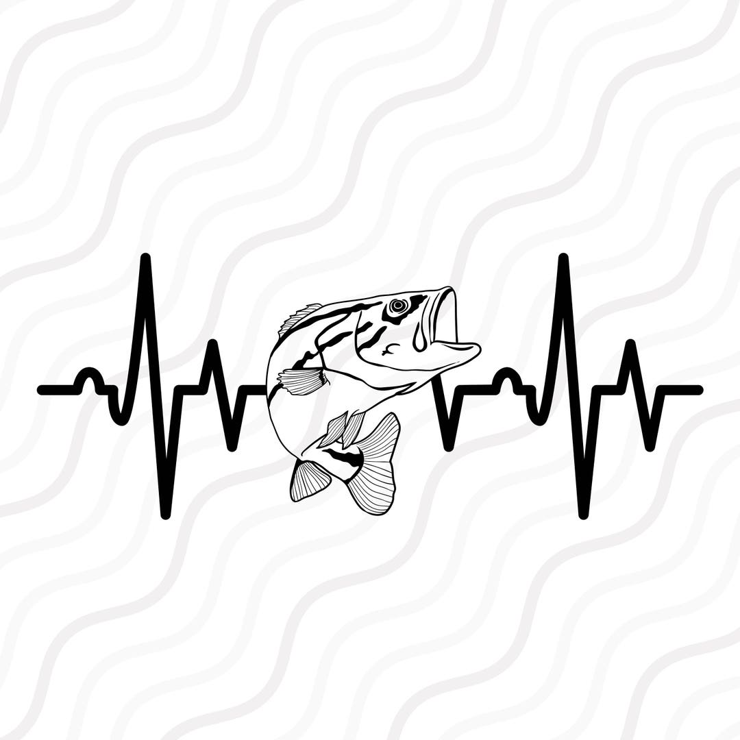 Fish Heartbeat SVG, Bass SVG, Fish Svg, Heartbeat SVG Cut Table Design ...