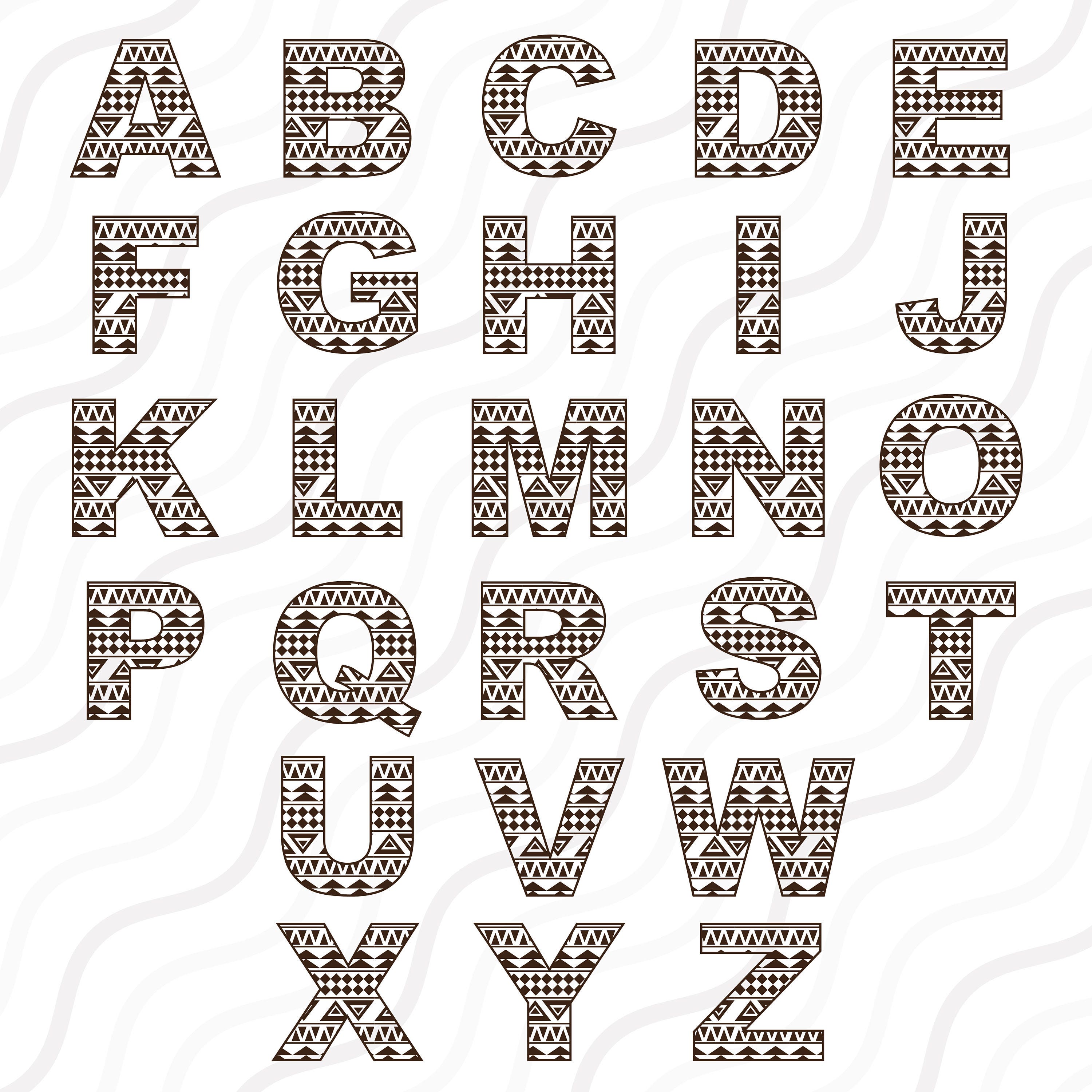 Aztec Alphabet SVG Aztec svg Alphabet Svg Monogram | Etsy