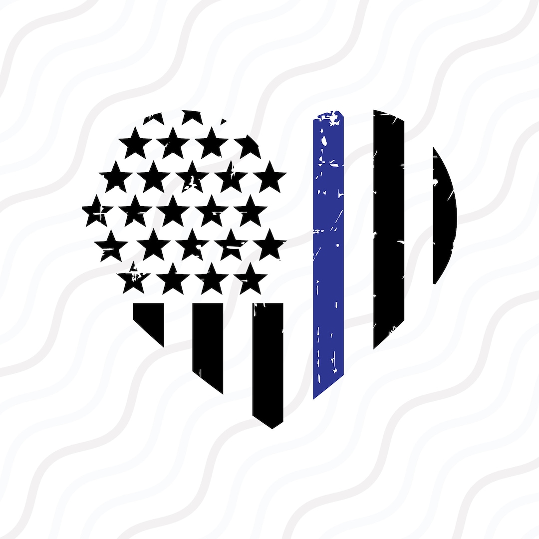 Blue Thin Line Heart SVG, Police Svg, Distressed Flag SVG Cut Table ...