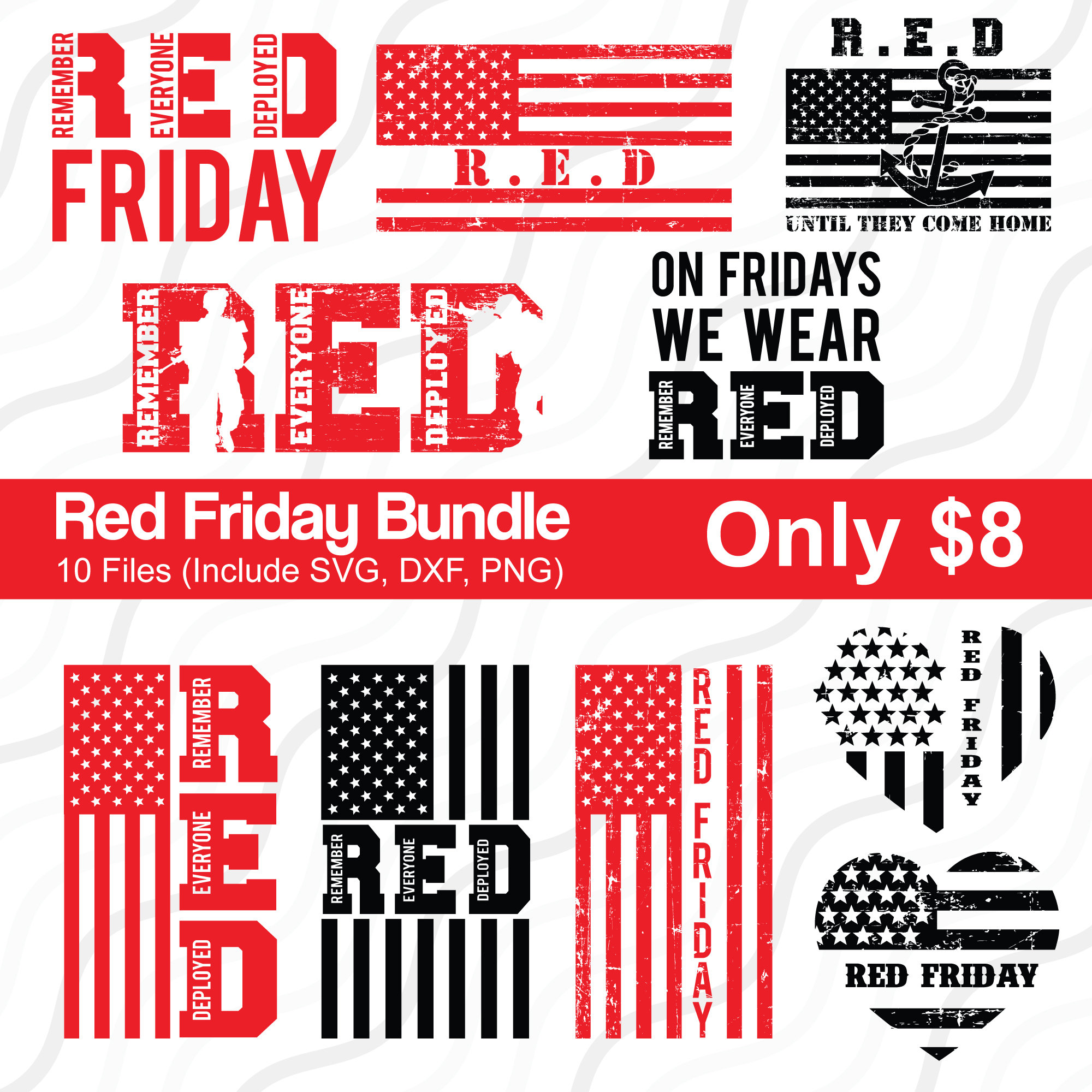 Red Friday Bundle SVG Remember Everyone Deployed SVG Cut - Etsy